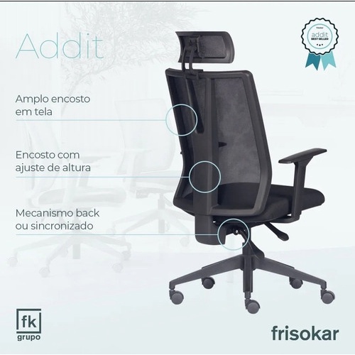 Cadeira De Escritório Addit Presidente Com Encosto Cabeça Envio Rápido ...